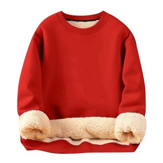 Generic Chandails épais tendance pour femme, couleur unie, tendance, confortable, doublure en polaire, tenues dautomne thermiques, unies, drôles, coupe ample,