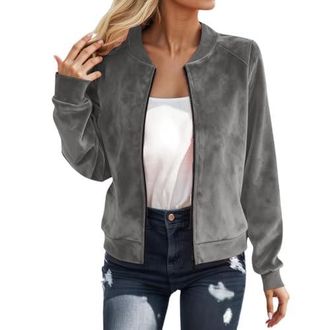Generic Veste Femme Chic Et Elegant Veste d&eacute;contract&eacute;e en similicuir pour femme l&eacute;g&egrave;re et confortable avec fermeture &eacute;clair id&eacute;ale pour un style streetwear qu