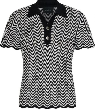 John Richmond Homme, Pulls, Blanc, Taille: XL Polo Tricot&eacute; &agrave; Motif Ondul&eacute;