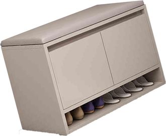 Generic Schuhwechselhocker, Kiefernholz-Schuhschrank, 2-in-1-Aufbewahrungsschrank, verdeckter Griff über den gesamten Boden, geeignet for Schlafzimmer und Woh