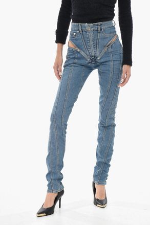 MUGLER High Waist Skinny Jeans With Zip Detail Mugler