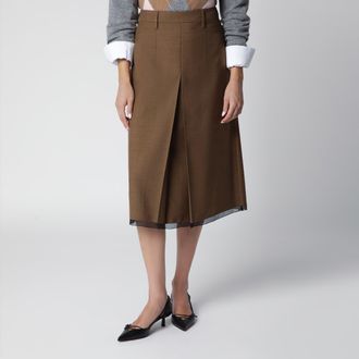 Prada Rock aus Wolle in Tabakfarbe