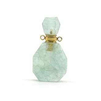 Cabilock Natürlicher Fluorit Kristall Anhänger Flakon Halskette ohne Kette Bunte Ätherische Öl Flasche Schmuck Mini Parfümflakon Wunschflasche für Damen Aromat