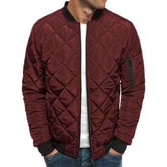 Generic Blouson bomber matelass&eacute; c&ocirc;tel&eacute; pour homme - Veste bomber chaude pour homme, rouge 2, 3XL