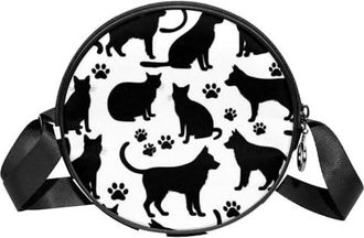 Generic Sac &agrave; bandouli&egrave;re rond pour femme, motif animaux et chats, petit sac &agrave; bandouli&egrave;re avec fermeture &eacute;clair, bretelles r&eacute;glables, sac &agrave; main rond d&eacute;contr
