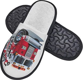 Generic Pantoufles Unisexes Camion De Pompier De Dessin Anim&eacute; Chaussons DInt&eacute;rieur Automne Hiver Chaude Pantoufles Antid&eacute;rapantes Maison Chaussures, Pour Femm