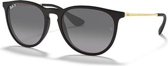 Ray-Ban Erika @collection Sonnenbrillen Gold Fassung Schwarz Glas Polarisiert 54-18