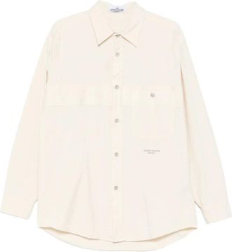 Stone Island Homme, Chemises, Beige, Taille: XL Chemise &agrave; Manches Longues Boutonn&eacute;e en Coton
