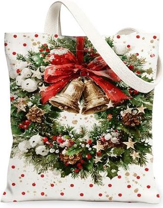 Generic Sacs fourre-tout festifs en toile, motif couronne vintage, sacs de courses r&eacute;utilisables, l&eacute;gers et lavables en toile pour les vacances, les voyages, 