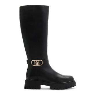 Kazar Schwarze Lederstiefel mit einem Riemen verziert - - Shoes - Damen - Schwarzk - 37 EU