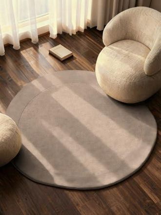 Villeroy & Boch Wollteppich Kari Organisch Rund - Weicher Natur Wohnzimmerteppich mit Bord&uuml;re, Handgemacht & Nat&uuml;rlich, Modern f&uuml;r Wohnzimmer, Schlafzimmer, Esszimmer