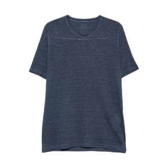 120% Lino Homme, Tops, Bleu, Taille: M T-shirt col rond coupe ajust&eacute;e