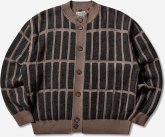 Cav Empt Men s Rectangular Bar Knit Cardigan Brown