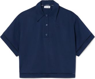 Lacoste Femme, Tops, Bleu, Taille: 36 FR Polo Oversize en Twill Fluide