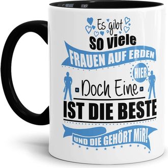 Tassendruck Partner-Tasse Eine Frau ist die Beste, Meine! / Liebe/Paar/Mann & Frau/Innen & Henkel Schwarz
