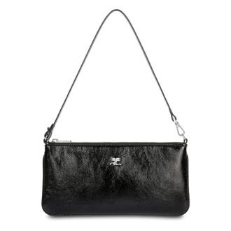 Courr&egrave;ges Femme, Sacs, Noir, Taille: ONE Size Pochette zipp&eacute;e en cuir naplack