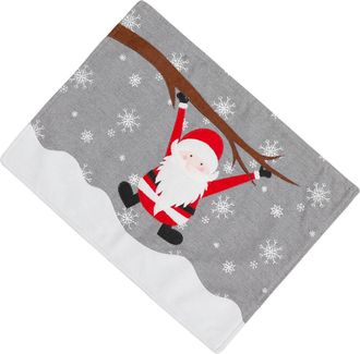 OSALADI Weihnachts Tischset mit Weihnachtsmann Stickerei Rechteckige Tischunterlage aus Stoff Kratzschutz f&uuml;r Esstisch Dekoratives Platzset f&uuml;r Weihnachtsdeko