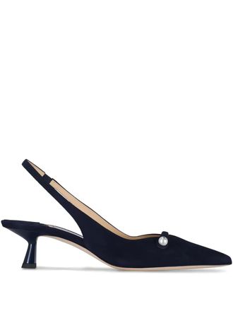 Jimmy Choo London Amita Wildleder-Pumps mit Perlen - Blau