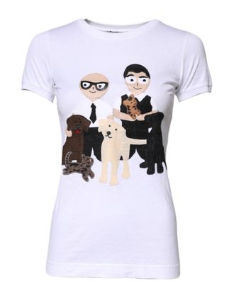 Dolce & Gabbana Womens White Cotton dgfamily Embroidery T-Shirt