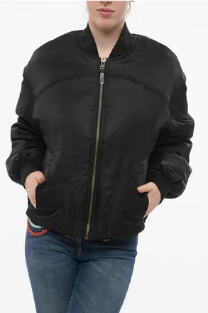 Bacon Full-Zip TWILL Padded Bomber Jacket size M