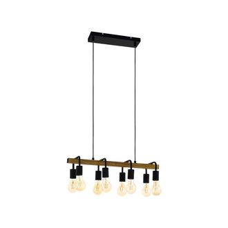 Eglo H&auml;ngelampe Erribera, 8-flammige Vintage Pendelleuchte &uuml;ber Esstisch, Deckenlampe h&auml;ngend im Industrial Design, Esszimmerlampe aus Metall in Schwarz un