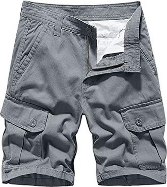 Generic Pantalon cargo pour homme - Taille &eacute;lastique - Coupe d&eacute;contract&eacute;e - L&eacute;ger - Pour la p&ecirc;che, la randonn&eacute;e, le travail, gris, 33W