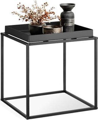 TecTake TecTake Table dappoint carr&eacute;e, 40 x 40 x 44 cm, Petite Table Basse de Salon empilable, Plateau Amovible Cadre en Acier, Meuble D&eacute;co Bout de canap&eacute;, Me