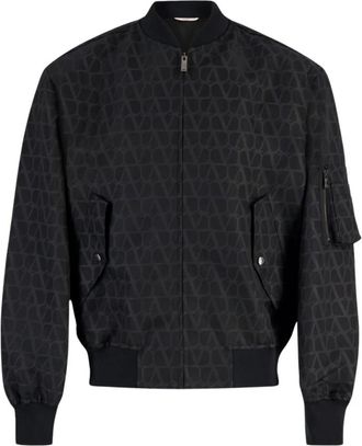 Valentino Garavani Homme, Vestes, Noir, Taille: S Blouson Bomber &agrave; Imprim&eacute; Toile Iconographe