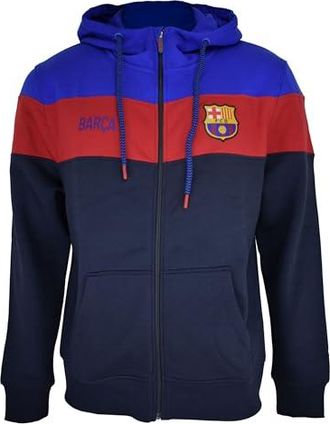 Real Madrid Veste FC Barcelone Hoodie ouverte Barça Match Navy avec licence - Adulte Taille S, bleu, S