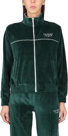 Sporty & Rich Femme, Sweatshirts et sweats &agrave; capuche, Vert, Taille: 44 FR SR Sport Velour Track Jacket