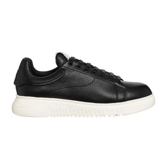 Emporio Armani Homme, Chaussures, Noir, Taille: 45 EU Logo Leather Baskets