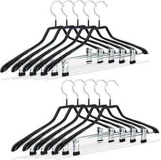 Relaxdays 100 x Klammerb&uuml;gel, Kleiderb&uuml;gel f&uuml;r Kost&uuml;me, gummiert, aus Metall, rutschfest, platzsparend, 42 cm breit, schwarz