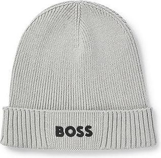 BOSS Hommes Asic Beanie-X Beanie en coton mélangé à logo contrastant