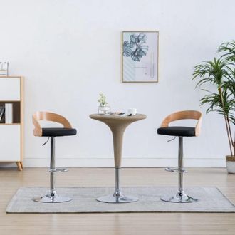 vidaXL Vidaxl - Tabourets de bar lot de 2 noir similicuir et bois courb&eacute;