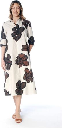 Rosso35 Rosso35, Femme, Robes, Multicolore, Taille: 46 FR Abito chemisier lungo in fantasia manica tre quarti