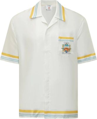 Casablanca Homme, Chemises, Blanc, Taille: M Cuban Collar SS Shirt