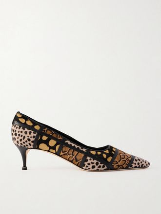 Manolo Blahnik Maren 50 Pumps Aus Kalbshaar Mit Animal-print Und Lederbes&auml;tzen In Patchwork-optik