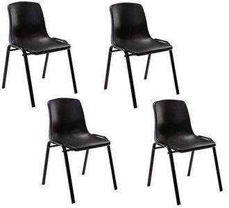 Clp Lot De 4 Chaises Empilables Nowra avec Assise en Plastique I Chaises avec Piètement en métal Noir Mat I Hauteur DAssise 42cm, Couleur:Noir