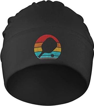 Generic Unisexe Bonnet &Agrave; Revers Pickleball R&eacute;tro Vintage Bonnet dhiver Doux Bonnets De Ski Chaud Bonnets Tricot&eacute; pour Quotidien Cyclisme Hiver