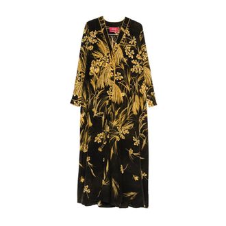 F.R.S. For Restless Sleepers Gelbes Blumen V-Ausschnitt Kleid - - Dresses - Damen - Mehrfarbig - S