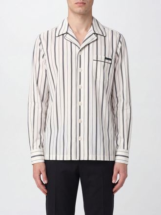 Dolce & Gabbana Chemise &agrave; rayures en coton avec col cubain et poche plaqu&eacute;e