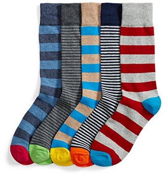 Amazon Essentials Chaussettes Habillées Confortables À Motifs Homme, 5 Paires, Mini Rayures/Rayures, 41-45