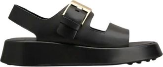 Tod's Femme, Chaussures, Noir, Taille: 38 1/2 EU Sandale &agrave; Deux Brides en Cuir