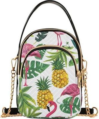 Mnsruu Sac à bandoulière pour femme, motif flamant rose, ananas, oiseau rose, sac à main, petit sac à bandoulière avec sangle réglable