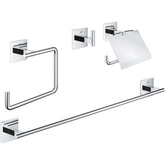 GROHE QuickFix Start Cube - Bad-Accessoires-Set 4 in 1, verchromt 41115000 - Grohe