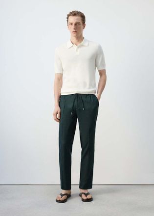 Mango Polo coton maille fine c&ocirc;tel&eacute;e blanc cass&eacute; - Homme - XXL - MANGO MAN