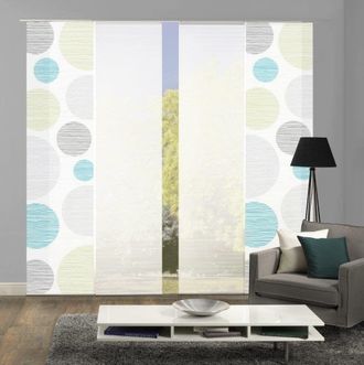 Vision S Schiebegardinen Borden halbtransparente Bambusoptik 260x60 cm, Farbe:blau-grün