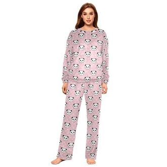 Alaza Ensemble de pyjama en polaire pour femme, motif patte de chat, vêtements de détente deux pièces, vêtements de nuit, pyjama thermique, super doux, tail