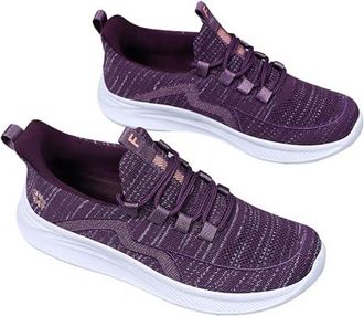 Generico Chaussures de marche pour femme, baskets pour femme, chaussures de jogging, de fitness, confortables, respirantes, sans lacets, couleur unie pour prin