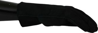 Dolce & Gabbana Mens Black Leather Motorcycle Biker Mitten Gloves